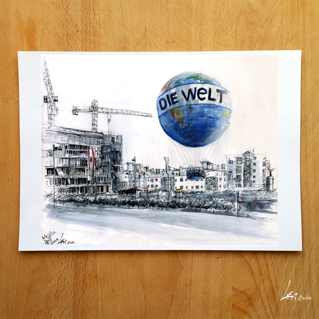 Poster Die Welt Berlin A4- urbansketch - signed and limited
